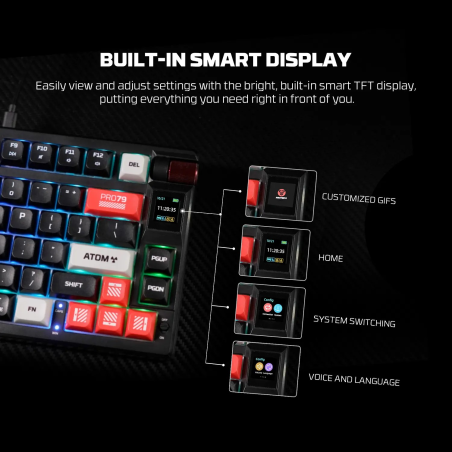 Teclado mecánico inalámbrico ATOM PRO79 MK917 SWT ROJO